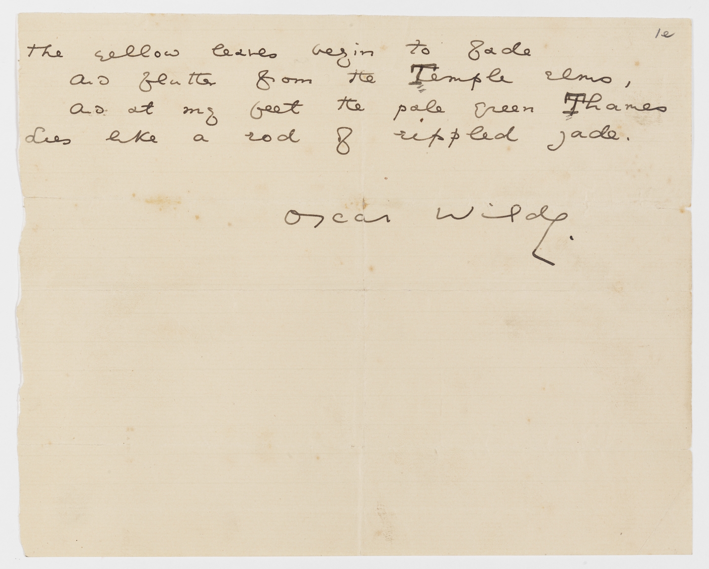 Symphony in Yellow, being a manuscript poem by Oscar Wilde with ...
