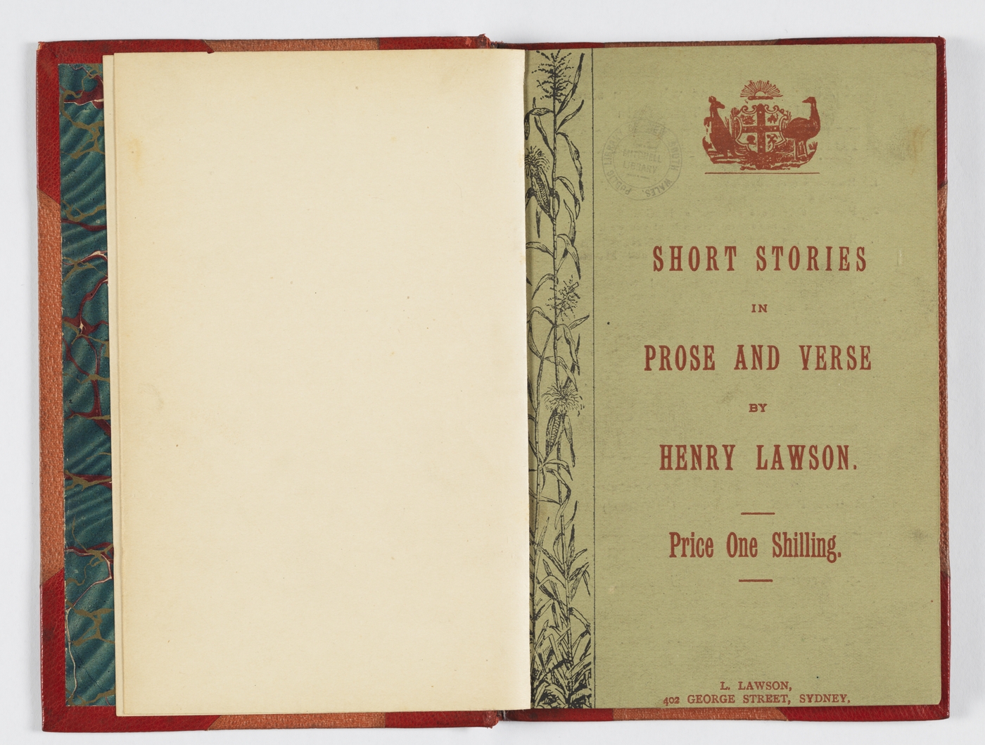Short stories in prose and verse / by Henry Lawson - Inside cover page ...